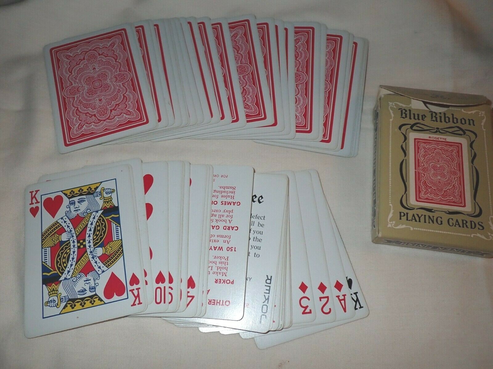BLUE RIBBON PLAYING CARDS 323 VINTAGE ROSETTE Red linen finish | eBay