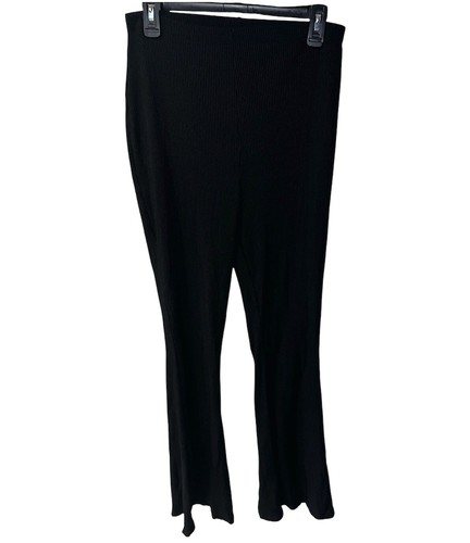 missguided pants womens 10 pull on knit flared black ribbed stretch ...