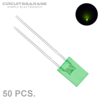 50 x 2x5x7 mm Colored Bright Green Rectangle LED Light Emitting Diode ...