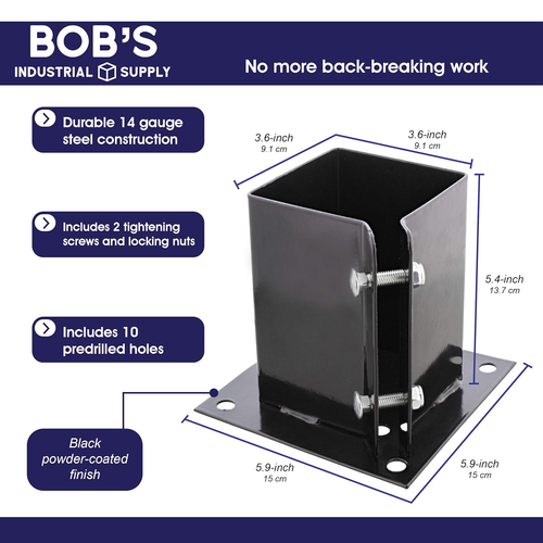 No Dig 4X4 Post Anchor Square Bracket 1Pk - Bolt down Post Base Wood ...