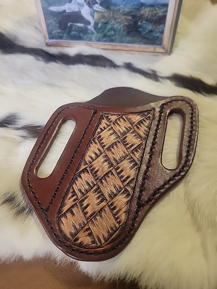 Hand Tooled Leather Knife Sheath Fits Large CASE TRAPPER Sized Folding ...