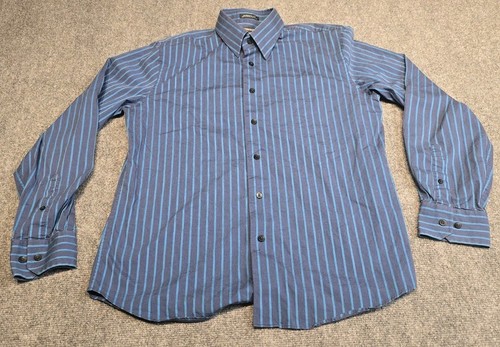 IMX Express Long Sleeve Mens Dress Shirt M 15 15 1/2 Blue Striped | eBay