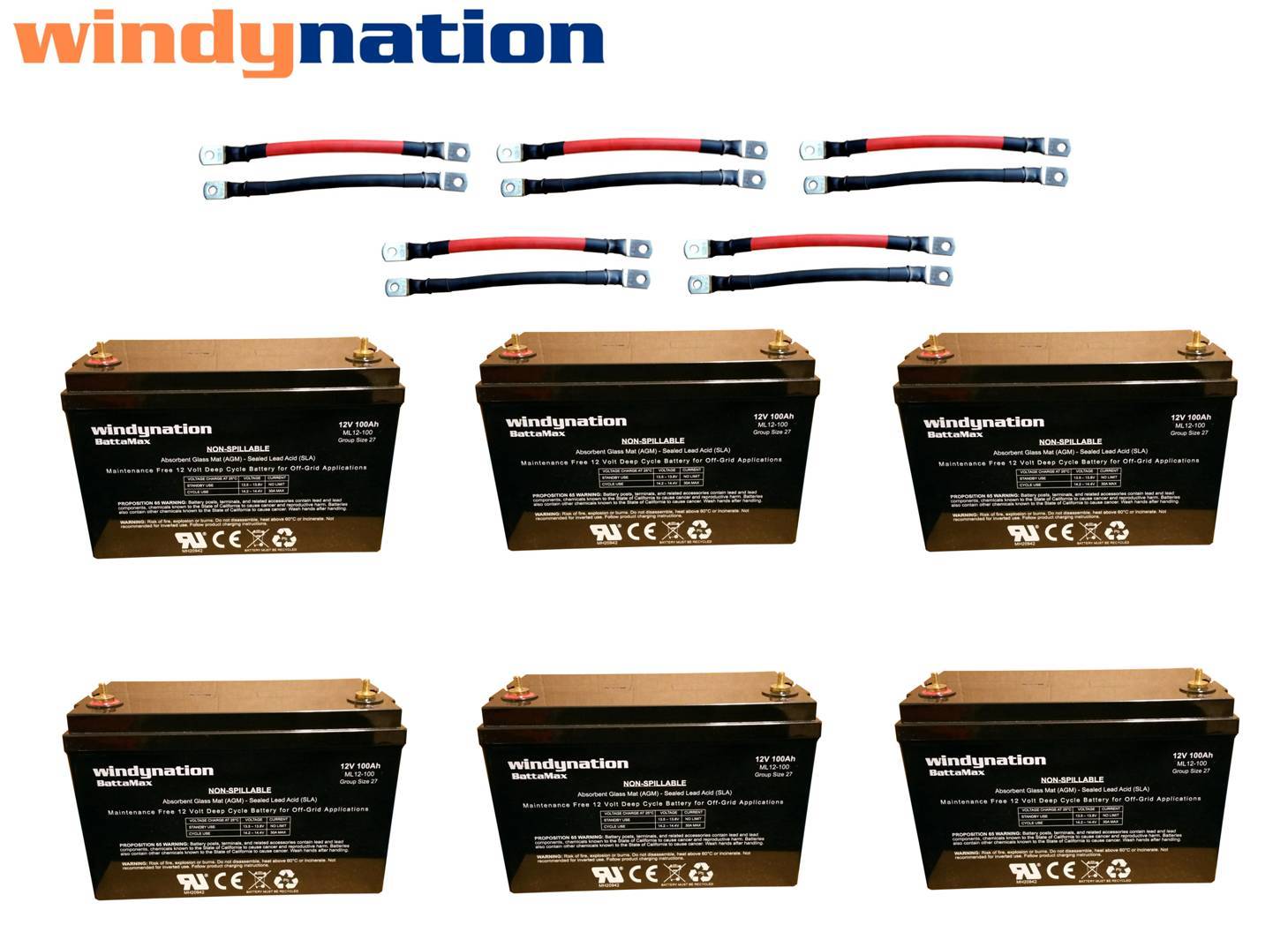 AGM Deep Cycle Battery Bank 12V 24V 48V Off Grid Solar Wind 100AH to ...