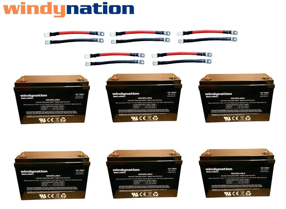 AGM Deep Cycle Battery Bank 12V 24V 48V Off Grid Solar Wind 100AH to ...