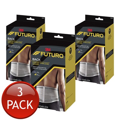 3 x Futuro Adjustable Back Support Brace Lumbar Area Breathable ...