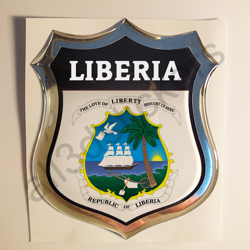 Sticker Liberia Emblem Coat of Arms Shield 3D Resin Domed Gel Vinyl ...