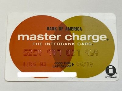 master charge Bank of America Vintage Credit Card Expired in 1979 Great ...