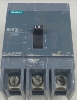 Siemens ITE BQD3100 circuit breaker 3pole 100amp 480VAC type BQD | eBay