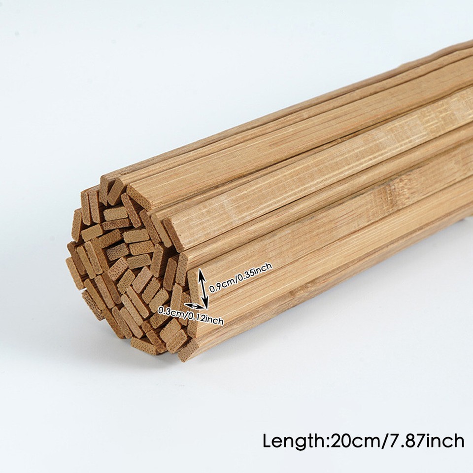 50Pcs Bamboo Wood Rod Sticks Strips Unfinished Wooden Building Model ...