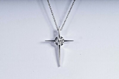 White Star Diamond Cross 14K White Gold Necklace VS2 F | eBay
