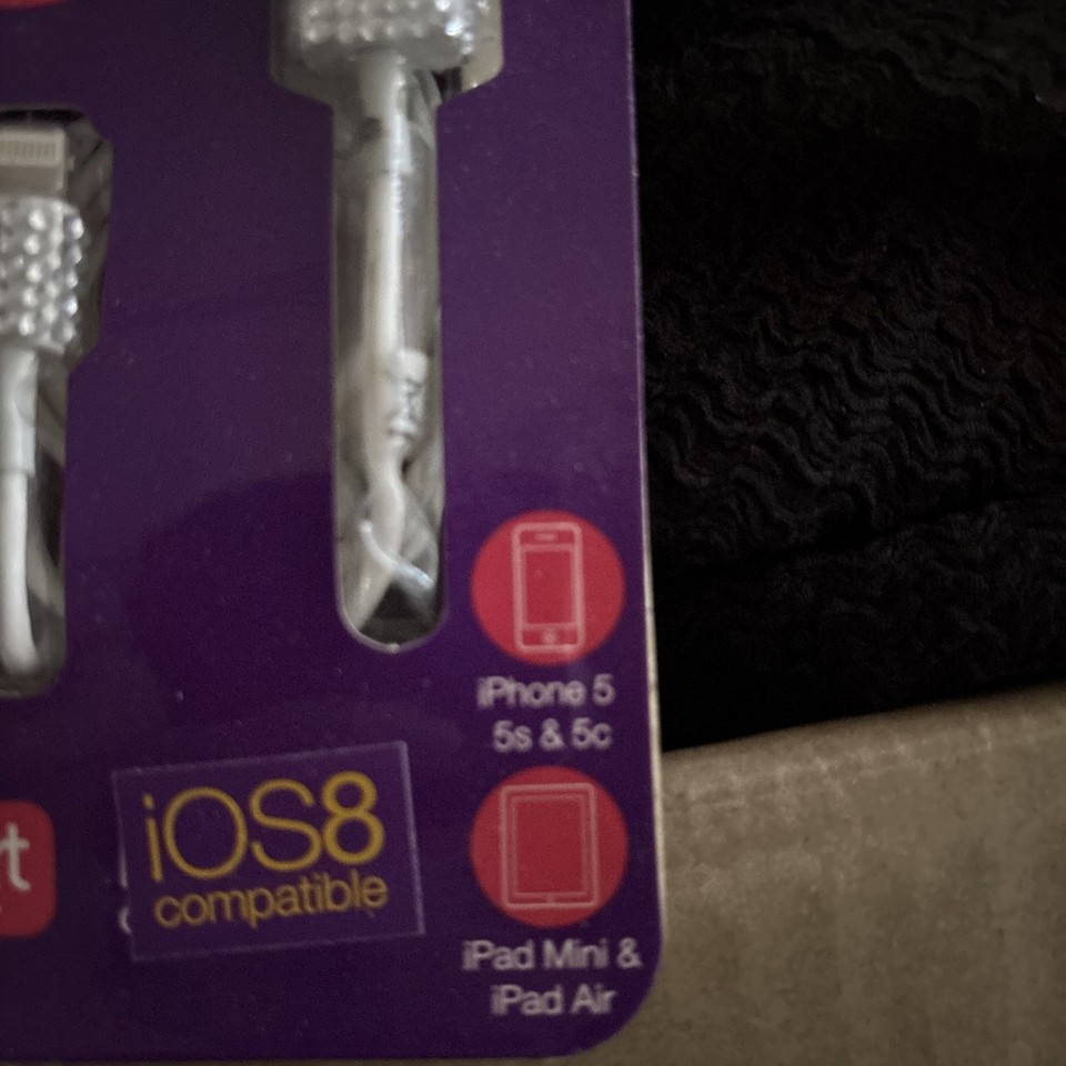 Dazzle 1M USB Sync & Charge Cable – Silver Bling Charger – iPhone 5/5s ...