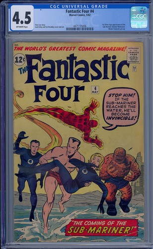 FANTASTIC FOUR #4 CGC 4.5 BOLD COLORS SUB-MARINER 1ST SILVER AGE ...