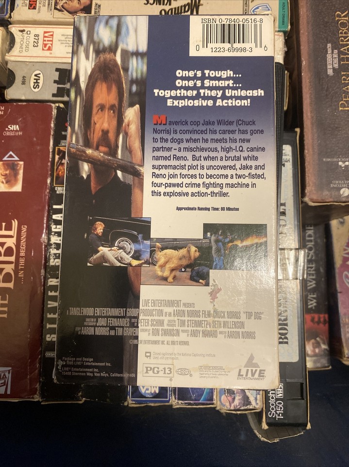 Top Dog (VHS, 1995) Chuck Norris Action-Thriller LIVE Entertainment Inc ...