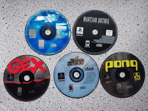 Lot of 5 Playstation 1 PS1 PSX Games DISC ONLY Mega Man, Gex, Pong, Etc ...