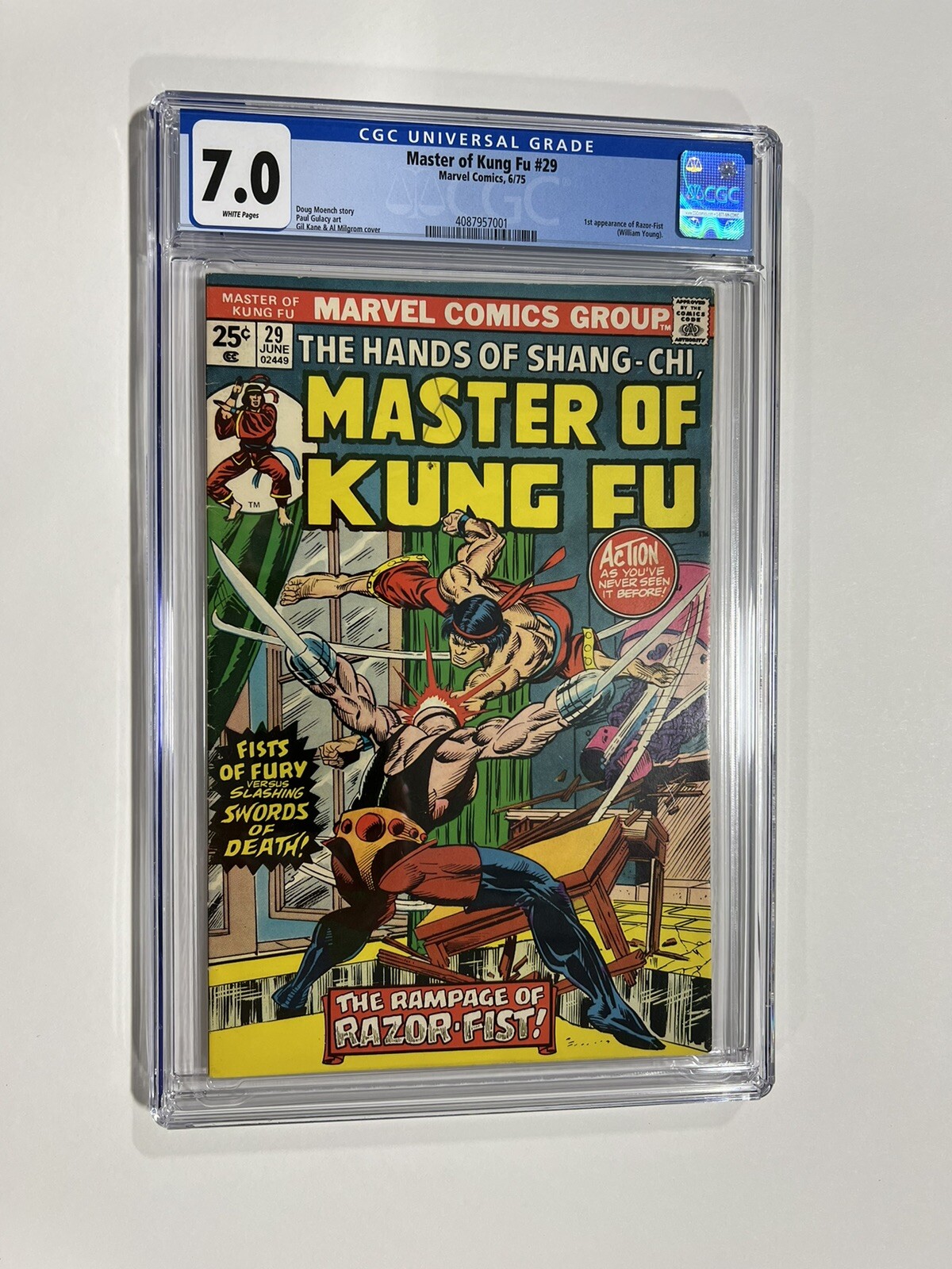 Master of Kung Fu hands of Shang Chi 29 cgc 7.0 WP Marvel 1975 1st ...