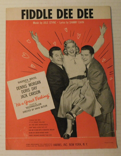 SHEET MUSIC Doris Day "Fiddle Dee Dee" From "It's a Great Feeling" © 1949 | eBay