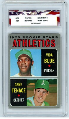 1970 Topps #21 Vida Blue Rookie Card AGC 8 NM/Mint Much Nicer Oakland ...