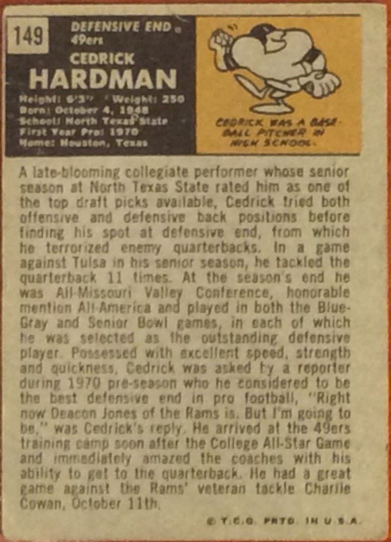 1971 Topps - #149 Cedrick Hardman (RC) for sale online | eBay