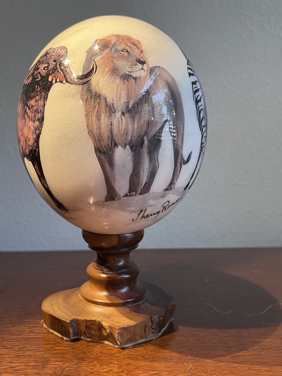 Sherry Rowe South Africa Art Decoupage Ostrich Egg Safari African ...