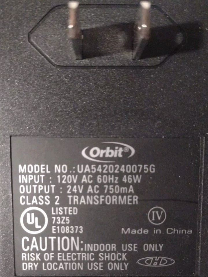 Orbit 57040 24V 750mA Sprinkler Irrigation Timer Transformer Power ...