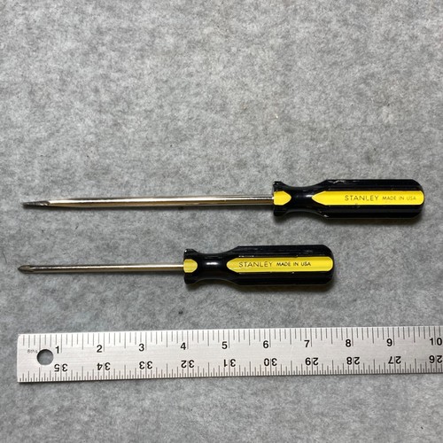 2 Stanley Screwdrivers Lot USA Phillips & Flat Head Hand Tools Bell ...