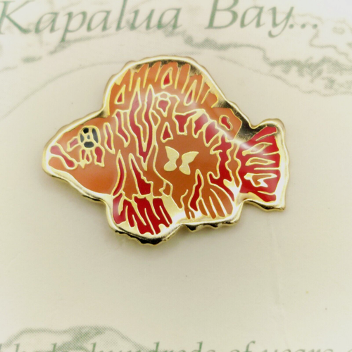 The Kapalua Bay Nohu Pinao Turkey Fish Vintage Pin Metal Gold Tone ...