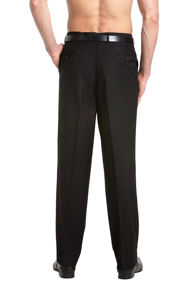 CONCITOR Men's TUXEDO Pants Flat Front w/ WHITE Satin Band Stripe Black ...