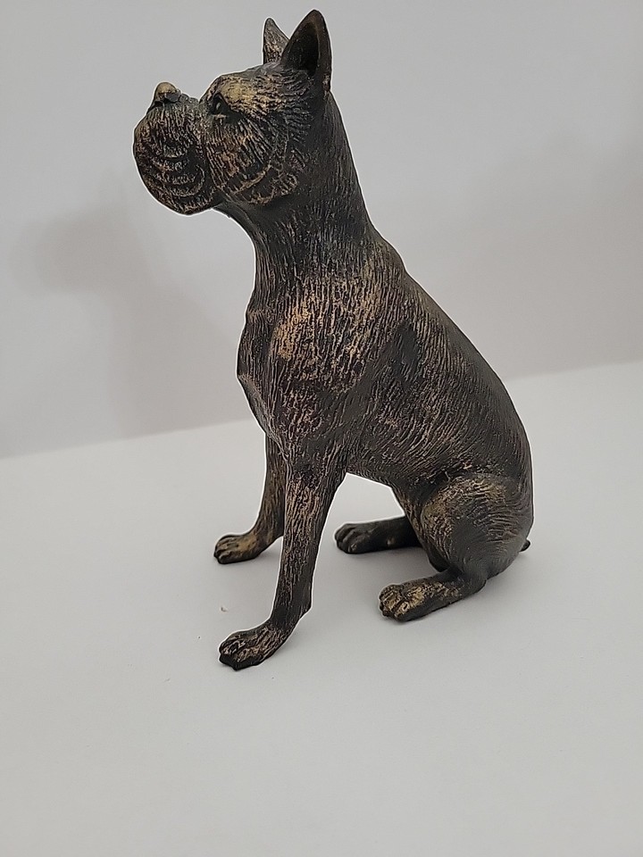 Iron Bronze English Boxer DOG STATUE - Sculpture - Art Decor - Nearly 6 ...