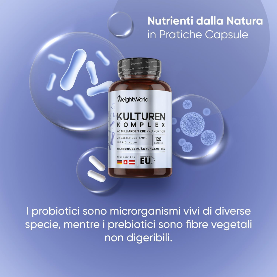 Fermenti Lattici Probiotici E Prebiotici, 20 Ceppi, 120 Capsule (2 Mesi ...