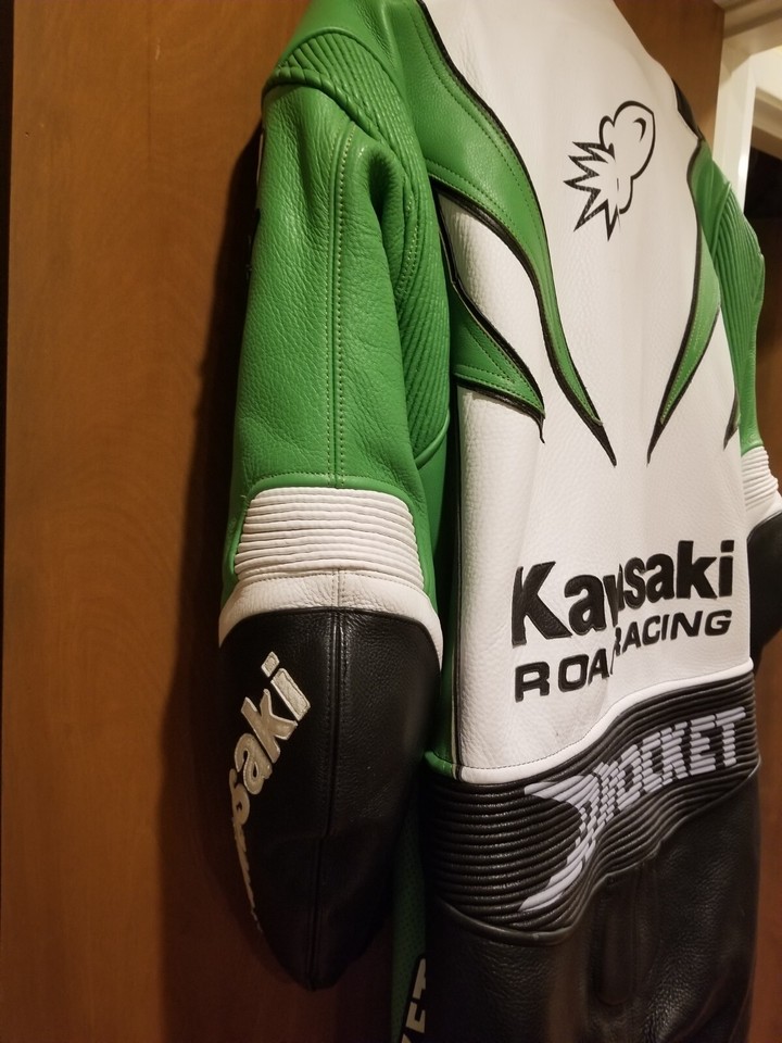 Kawasaki Vintage Racing Suit Motorcycle | One Piece | Leather | Green ...
