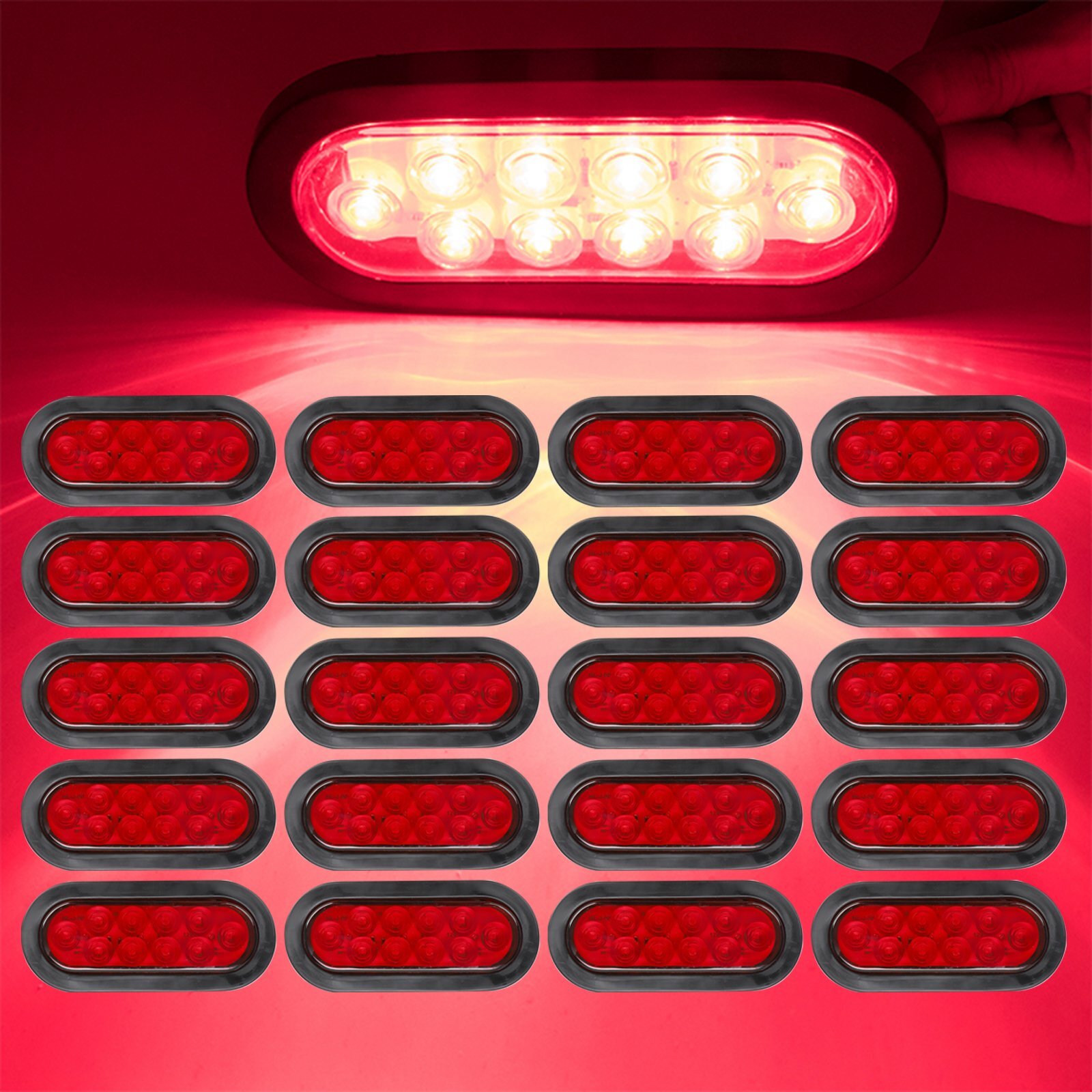 Trailer Lights Led 6 Inch Red Oval Stop/Turn/Tail Light With 10 LEDs ...
