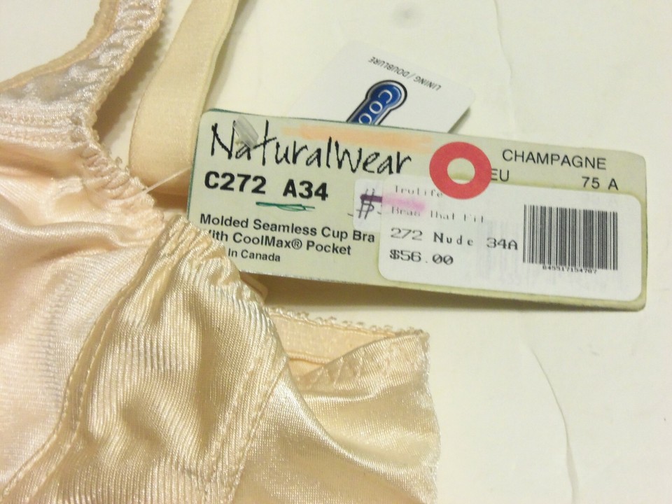 Naturalwear Molded Seamless Cup Bra Sizes 34-36 Band A-C Cup Nude Color ...