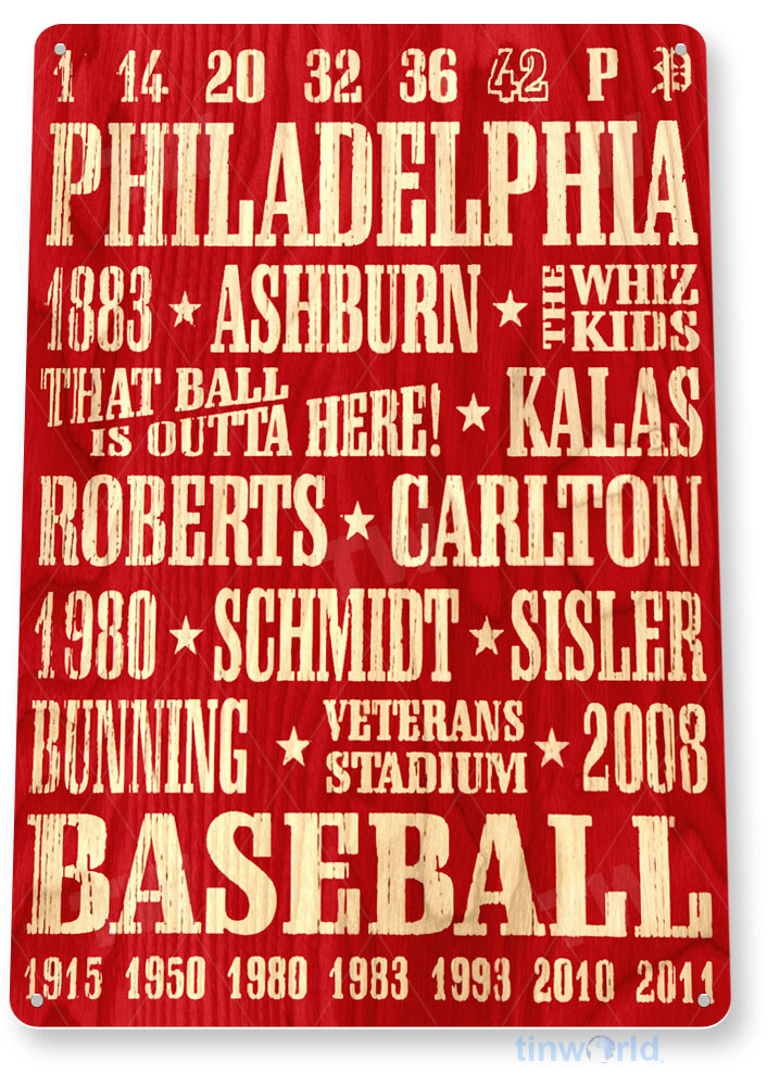 TIN SIGN Philadelphia Baseball Phillies Metal Décor Store Card Shop ...