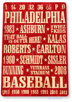 TIN SIGN Philadelphia Baseball Phillies Metal Décor Store Card Shop ...
