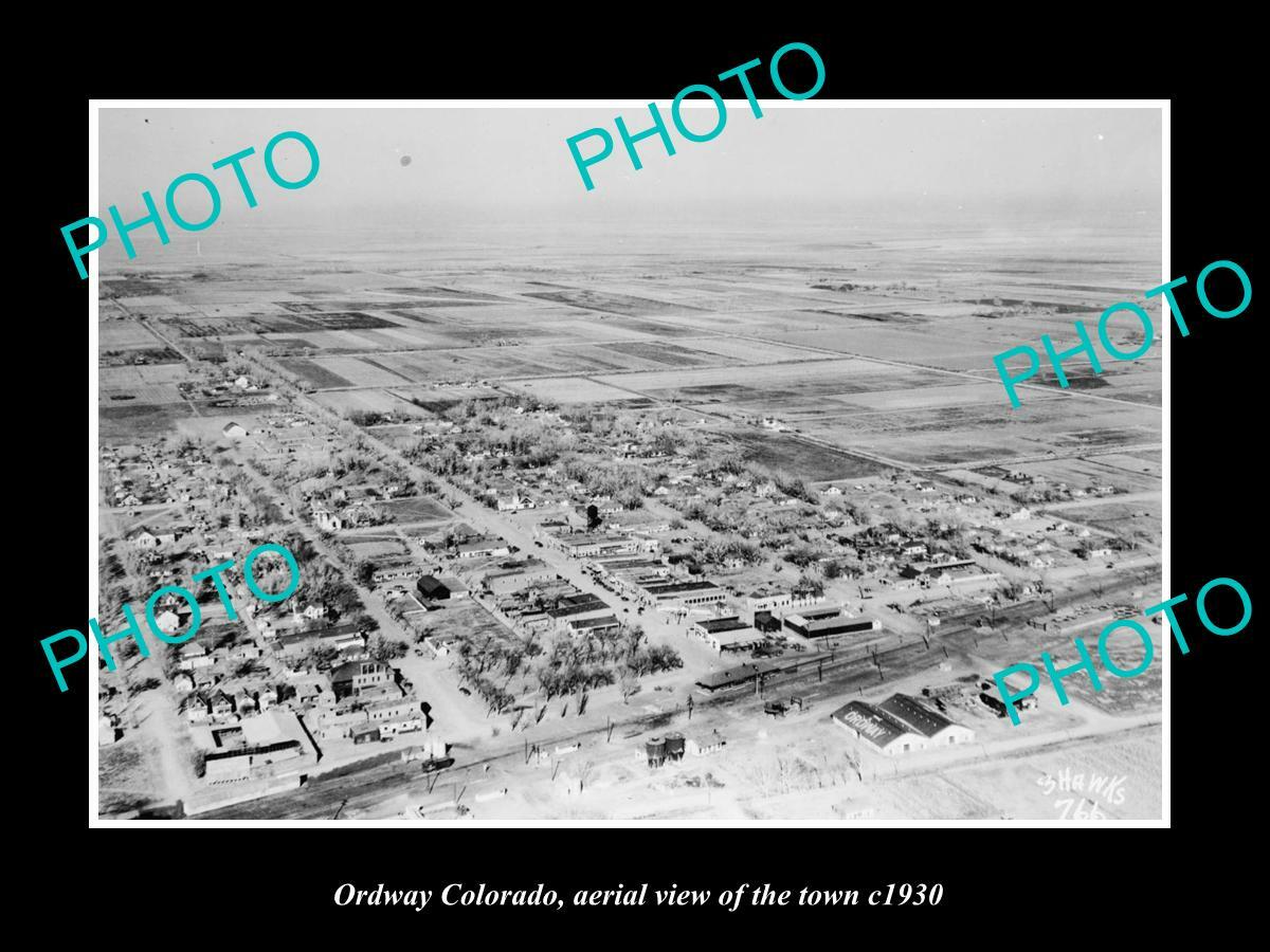 OLD 8x6 HISTORIC PHOTO OF ORDWAY COLORADO AERIAL VIEW OF THE TOWN c1930 ...