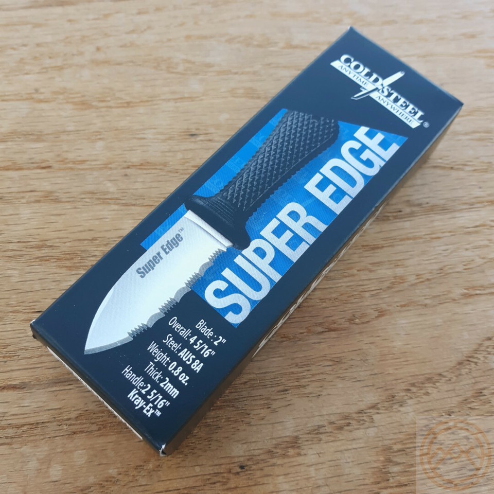 Cold Steel Super Edge Knife 2" AUS-8A Steel Serrated Blade Black Kray ...