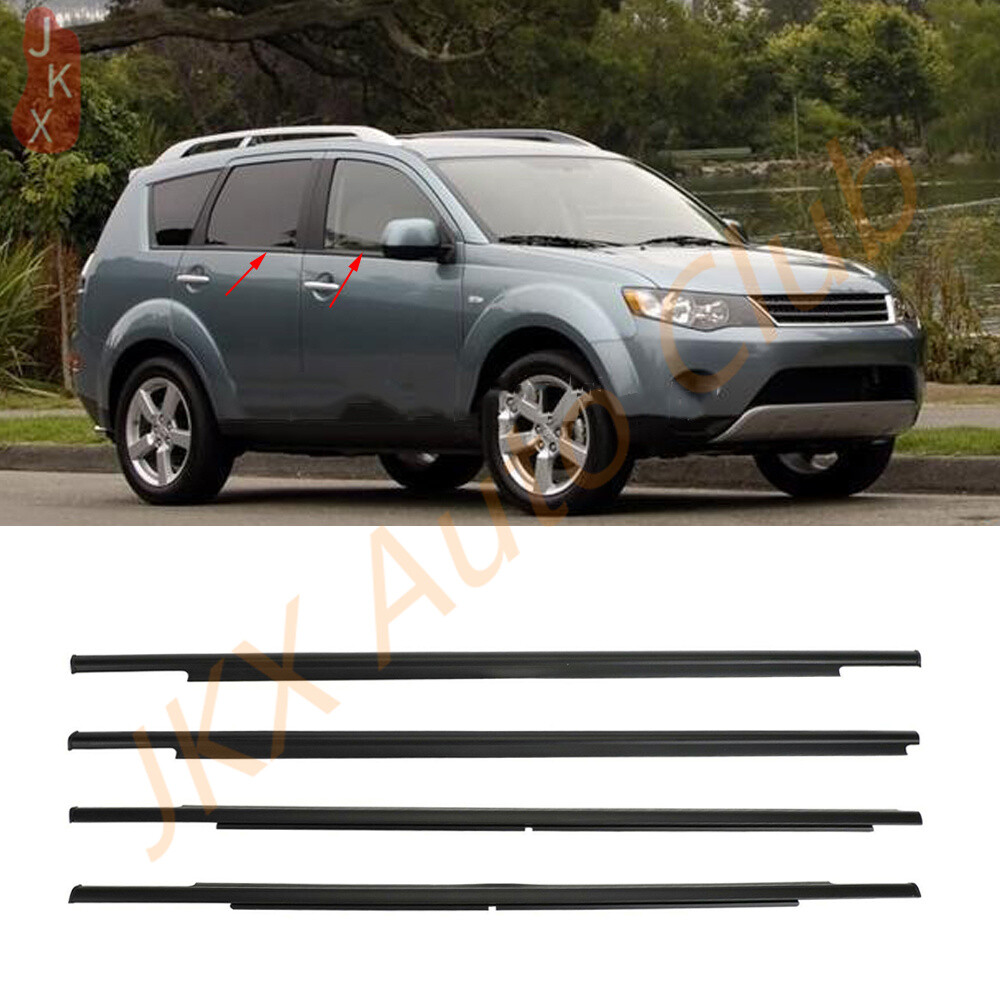 For Mitsubishi Outlander 2006-2012 Black Outer Window Weatherstrip Trim ...