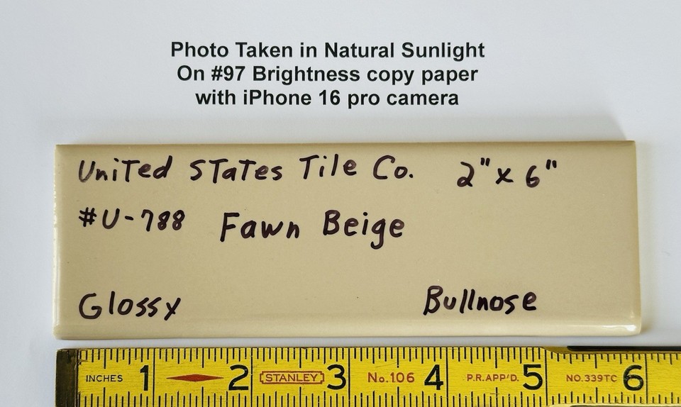 1 pc. Fawn Beige: Glossy Ceramic Surface Bullnose Trim Flat Tiles ...