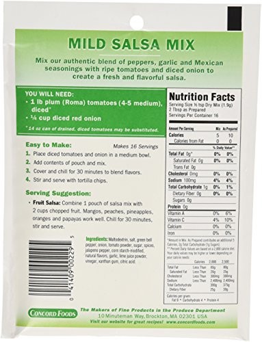 Concord Foods Mild Salsa Mix, 1.06-Ounce Pouches (VALUE Pack of 18 ...