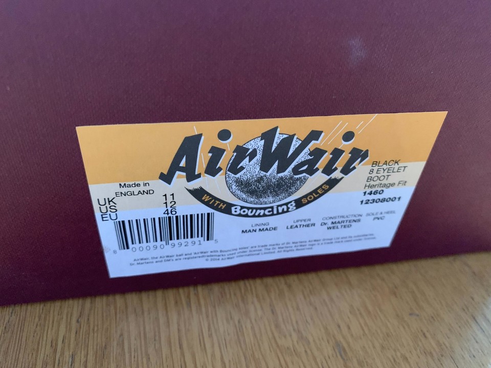 Dr Martens Vintage 1460 Quilon Black Leather Ankle Boots. Size 11. New ...