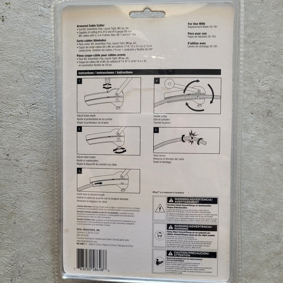 Ideal Sir Nickless 35-782 Rotary Armored Cable Cutter 5/16”—3/8 ...