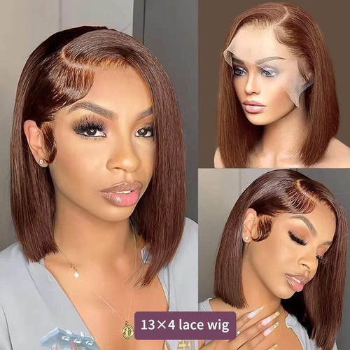 Chocolate Brown Short Bob HD Lace Front Wig | eBay