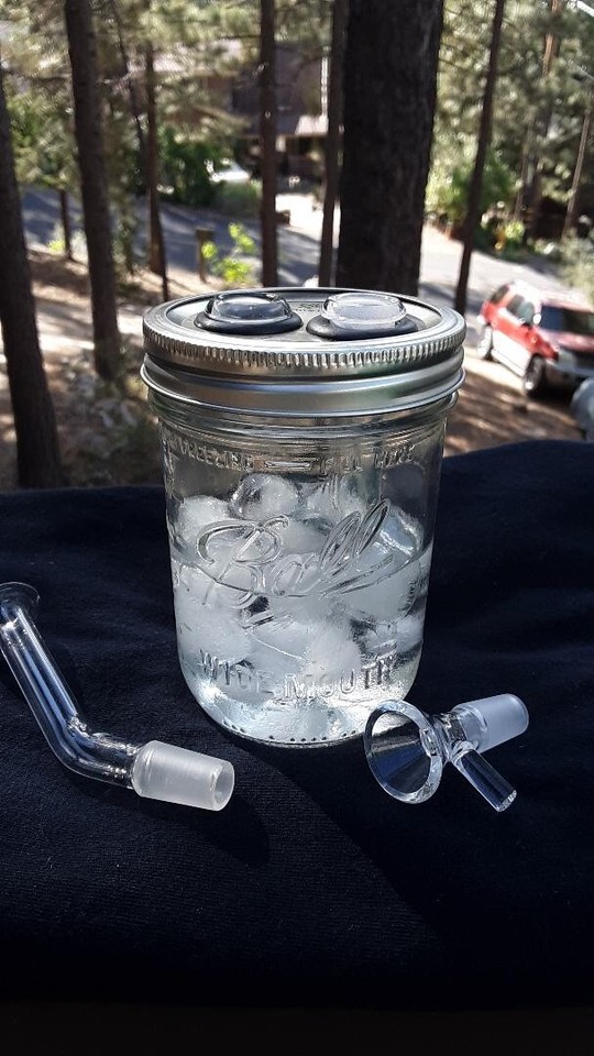 Quality Glass Bong Bubbler! Mason Jar Bong W/ Free Lighter & Red LED ...