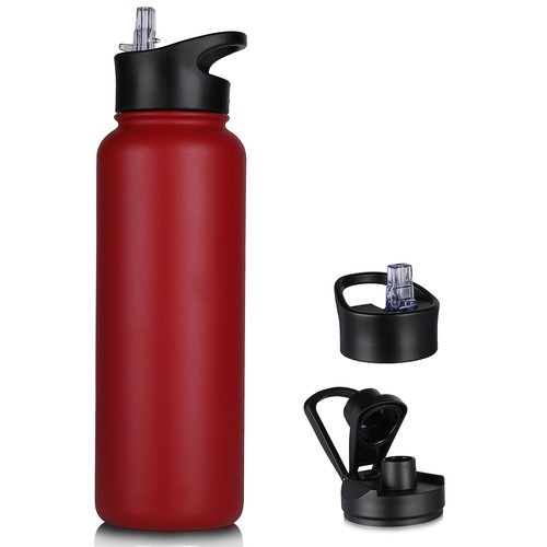 Vqrrcki 40 Oz Insulated Water Bottle With Straw, Stainless Steel Sports ...