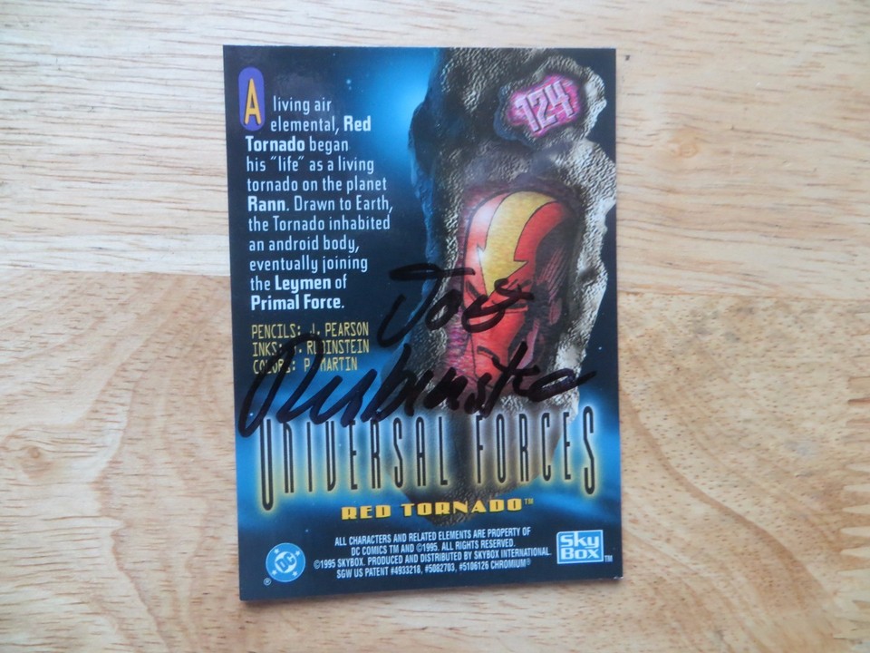 1995 DC LEGENDS POWER CHROME RED TORNADO CARD SIGNED JOE RUBINSTEIN ...