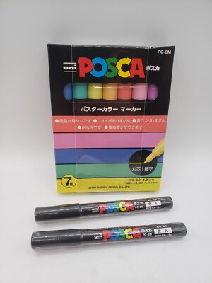 Uni Posca Paint Marker Pen, 0.9-1.3, Set of 7 Natural Color PC-3M 7C ...