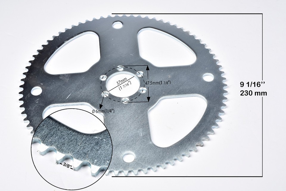 Sprocket #35 fix Drive w keyed Axle Shaft Hub Adapter 75T 6 hole shaft ...