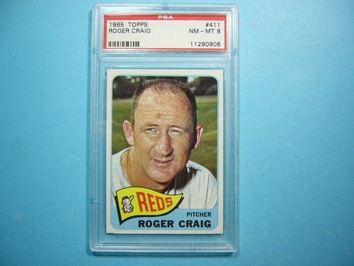 1965 TOPPS MLB BASEBALL CARD #411 ROGER CRAIG PSA 8 NM/MINT SHARP+ '65 ...