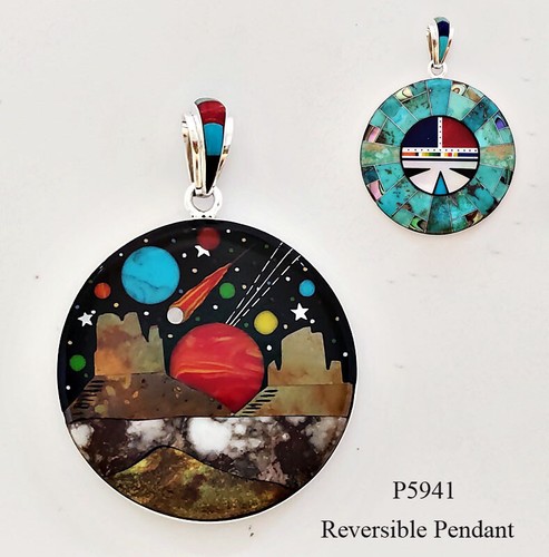 SUNGOD GALAXY SATURN MULTICOLOR MOUNTAIN INLAY .925 SILVER MEDALLION ...