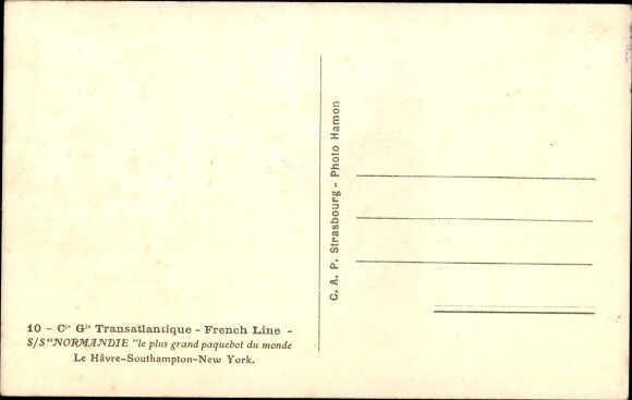 Postcard Paquebot Normandy, CGT French Line, Cabin Class Pool - 3970992 ...